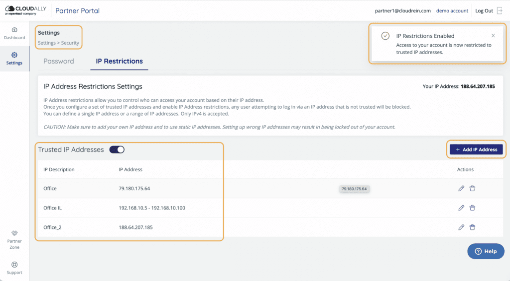 Improved Access Control for IP Address Restrictions | CloudAlly